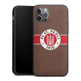 DeinDesign iPhone 12 Pro Handy Premium Silikon H&uuml;lle Handyh&uuml;lle schwarz Case Fc St. Pauli Logo Official Licensed Product Silikon Premium Case