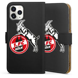 DeinDesign iPhone 11 Pro Handy Klapph&uuml;lle Handyh&uuml;lle aus Kunst Leder schwarz Flip Case Transparent Logo 1. Fc K&ouml;ln Sideflip mit Lasche
