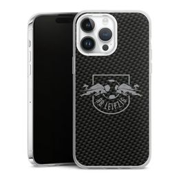 DeinDesign iPhone 14 Pro Max Handy Silikon H&uuml;lle Case transparent Handyh&uuml;lle Rb Leipzig Carbon Metallic Look Silikon Case
