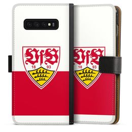 DeinDesign Galaxy S10 Plus Handy Klapph&uuml;lle Handyh&uuml;lle aus Kunst Leder schwarz Flip Case Vfb Stuttgart Logo Official Licensed Product Sideflip mit Lasche