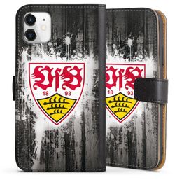 DeinDesign iPhone 11 Handy Klapph&uuml;lle Handyh&uuml;lle aus Kunst Leder schwarz Flip Case Official Licensed Product Vfb Stuttgart Bundesliga Sideflip mit Lasche