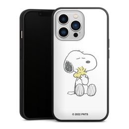 DeinDesign iPhone 13 Pro Handy Premium Silikon H&uuml;lle Handyh&uuml;lle schwarz Case Snoopy Love Peanuts Silikon Premium Case