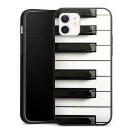DeinDesign iPhone 12 Handy Premium Silikon H&uuml;lle Handyh&uuml;lle schwarz Case Klavier Music Piano Silikon Premium Case