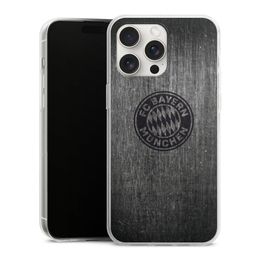 DeinDesign iPhone 15 Pro Max Handy Silikon H&uuml;lle Case transparent Handyh&uuml;lle Fcb Metallic Look Fc Bayern M&uuml;nchen Silikon Case