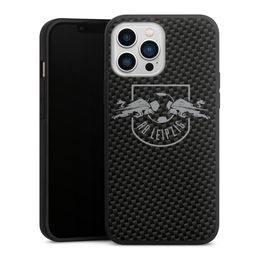 DeinDesign iPhone 13 Pro Max Handy Premium Silikon H&uuml;lle Handyh&uuml;lle schwarz Case Rb Leipzig Carbon Metallic Look Silikon Premium Case