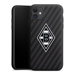 DeinDesign iPhone 11 Handy Premium Silikon H&uuml;lle Handyh&uuml;lle schwarz Case Borussia M&ouml;nchengladbach Carbon Gladbach Silikon Premium Case