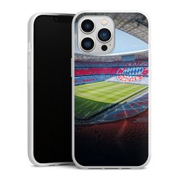 DeinDesign iPhone 13 Pro Handy Silikon H&uuml;lle Case wei&szlig; Handyh&uuml;lle Fcb Fc Bayern M&uuml;nchen Stadium Silikon Case