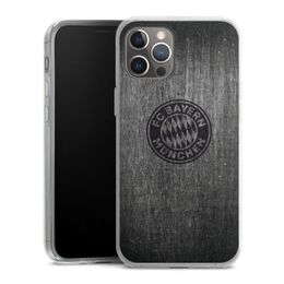 DeinDesign iPhone 12 Pro Max Handy Silikon H&uuml;lle Case transparent Handyh&uuml;lle Fcb Metallic Look Fc Bayern M&uuml;nchen Silikon Case