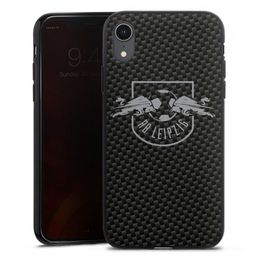 DeinDesign iPhone Xr Handy Silikon H&uuml;lle Case schwarz Handyh&uuml;lle Rb Leipzig Carbon Metallic Look
