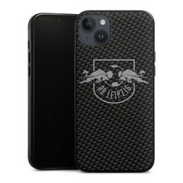 DeinDesign iPhone 14 Plus Handy Silikon H&uuml;lle Case schwarz Handyh&uuml;lle Rb Leipzig Carbon Metallic Look