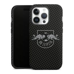 DeinDesign iPhone 14 Pro Handy Panzer Handyh&uuml;lle robuste Outdoor H&uuml;lle Schutzh&uuml;lle matt Rb Leipzig Carbon Metallic Look Tough Case
