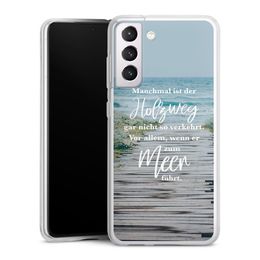 DeinDesign Galaxy S21 FE 5G Handy Silikon H&uuml;lle Case transparent Handyh&uuml;lle Statement Beach Spruch Silikon Case