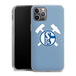 DeinDesign iPhone 12 Pro Max Handy Silikon H&uuml;lle Case transparent Handyh&uuml;lle Bundesliga Stripes Fc Schalke 04 Silikon Case