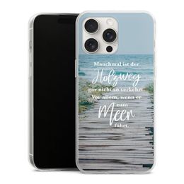 DeinDesign iPhone 15 Pro Max Handy Silikon H&uuml;lle Case transparent Handyh&uuml;lle Statement Beach Spruch Silikon Case
