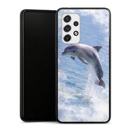 DeinDesign Galaxy A53 5G Handy Silikon H&uuml;lle Case schwarz Handyh&uuml;lle Dolphin Wale Ocean