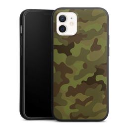 DeinDesign iPhone 12 mini Handy Premium Silikon H&uuml;lle Handyh&uuml;lle schwarz Case Camouflage Tarnmuster Army Silikon Premium Case