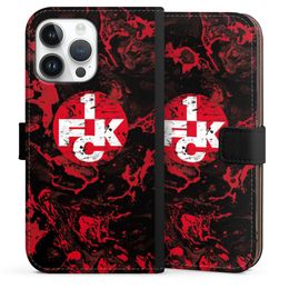 DeinDesign iPhone 14 Pro Max Handy Klapph&uuml;lle Handyh&uuml;lle aus Kunst Leder schwarz Flip Case 1. Fc Kaiserslautern 1. Fck Logo Sideflip mit Lasche