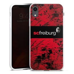 DeinDesign iPhone Xr Handy Silikon H&uuml;lle Case wei&szlig; Handyh&uuml;lle Official Licensed Product Sc Freiburg Logo Silikon Case