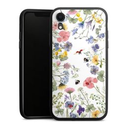 DeinDesign iPhone Xr Handy Premium Silikon H&uuml;lle Handyh&uuml;lle schwarz Case Flowers Bee Muster Silikon Premium Case