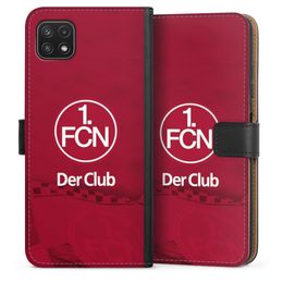 DeinDesign Galaxy A22 5G Handy Klapph&uuml;lle Handyh&uuml;lle aus Kunst Leder schwarz Flip Case Bundesliga 1. Fc N&uuml;rnberg Official Licensed Product Sideflip mit langer 