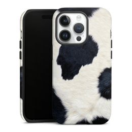 DeinDesign iPhone 14 Pro Handy Panzer Handyh&uuml;lle robuste Outdoor H&uuml;lle Schutzh&uuml;lle matt Animal Look Animal Print Cow Skin Tough Case