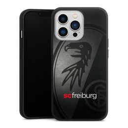 DeinDesign iPhone 13 Pro Handy Premium Silikon H&uuml;lle Handyh&uuml;lle schwarz Case Official Licensed Product Sc Freiburg Metallic Look Silikon Premium Case