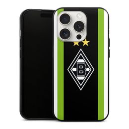 DeinDesign iPhone 15 Pro Handy Slim Case extra d&uuml;nn Silikon Handyh&uuml;lle schwarz H&uuml;lle Logo Gladbach Borussia M&ouml;nchengladbach Silikon Slim Case