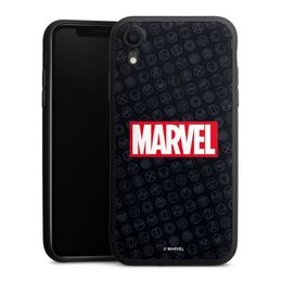 DeinDesign iPhone Xr Handy Premium Silikon H&uuml;lle Handyh&uuml;lle schwarz Case Logo Marvel Comic Silikon Premium Case