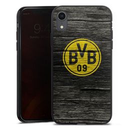 DeinDesign iPhone Xr Handy Silikon H&uuml;lle Case schwarz Handyh&uuml;lle Wooden Look Bvb Borussia Dortmund