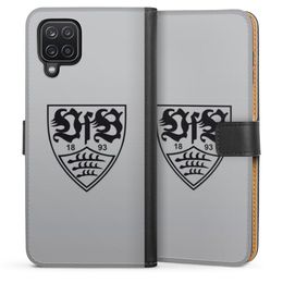 DeinDesign Galaxy A12 Handy Klapph&uuml;lle Handyh&uuml;lle aus Kunst Leder schwarz Flip Case Vfb Stuttgart Official Licensed Product Logo Sideflip mit langer Lasche