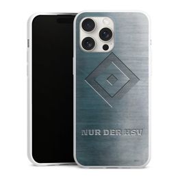 DeinDesign iPhone 15 Pro Max Handy Silikon H&uuml;lle Case wei&szlig; Handyh&uuml;lle Metallic Look Hsv Hamburger Sv Silikon Case