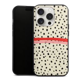 DeinDesign iPhone 15 Pro Handy Slim Case extra d&uuml;nn Silikon Handyh&uuml;lle schwarz H&uuml;lle Stripes Points Kunst Silikon Slim Case