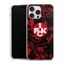 DeinDesign iPhone 15 Pro Max Handy Silikon H&uuml;lle Case wei&szlig; Handyh&uuml;lle 1. Fc Kaiserslautern 1. Fck Logo Silikon Case