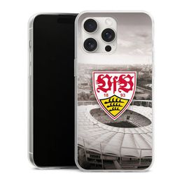 DeinDesign iPhone 15 Pro Max Handy Silikon H&uuml;lle Case transparent Handyh&uuml;lle Official Licensed Product Vfb Stuttgart Stadium Silikon Case