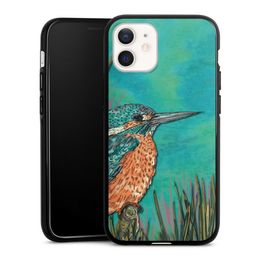 DeinDesign iPhone 12 mini Handy Silikon H&uuml;lle Case schwarz Handyh&uuml;lle Painting Animals Bird