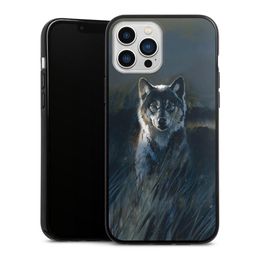 DeinDesign iPhone 13 Pro Max Handy Silikon H&uuml;lle Case schwarz Handyh&uuml;lle Wolf Painting Nature