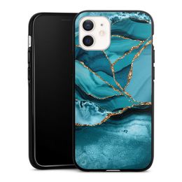 DeinDesign iPhone 12 Handy Silikon H&uuml;lle Case schwarz Handyh&uuml;lle Marble Gemstone Glitzer