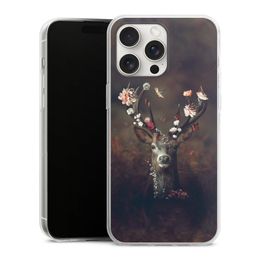 DeinDesign iPhone 15 Pro Max Handy Silikon H&uuml;lle Case transparent Handyh&uuml;lle Reindeer Flowers Rehe Silikon Case