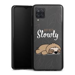 DeinDesign Galaxy A12 Handy Silikon H&uuml;lle Case schwarz Handyh&uuml;lle Lazy Sunday Sayings Sloth