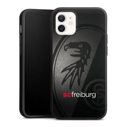 DeinDesign iPhone 12 mini Handy Premium Silikon H&uuml;lle Handyh&uuml;lle schwarz Case Official Licensed Product Sc Freiburg Metallic Look Silikon Premium Case