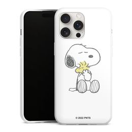 DeinDesign iPhone 15 Pro Max Handy Silikon H&uuml;lle Case wei&szlig; Handyh&uuml;lle Snoopy Love Peanuts Silikon Case