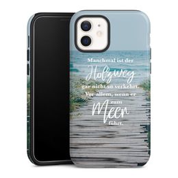 DeinDesign iPhone 12 mini Handy Panzer Handyh&uuml;lle robuste Outdoor H&uuml;lle Schutzh&uuml;lle gl&auml;nzend Statement Beach Spruch Tough Case