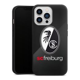 DeinDesign iPhone 13 Pro Handy Premium Silikon H&uuml;lle Handyh&uuml;lle schwarz Case Sc Freiburg Lettering Logo Silikon Premium Case