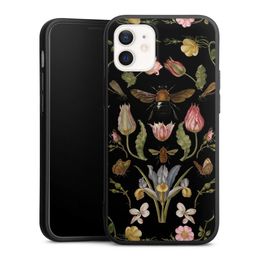 DeinDesign iPhone 12 mini Handy Premium Silikon H&uuml;lle Handyh&uuml;lle schwarz Case Flower Wreath Bee Blossom Silikon Premium Case