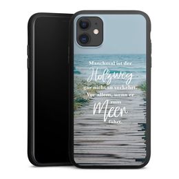 DeinDesign iPhone 11 Handy Premium Silikon H&uuml;lle Handyh&uuml;lle schwarz Case Statement Beach Spruch Silikon Premium Case