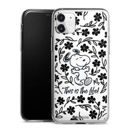 DeinDesign iPhone 11 Handy Slim Case Silikon Handyh&uuml;lle transparent H&uuml;lle extra d&uuml;nn Flowers Snoopy Peanuts Silikon Slim Case