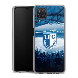 DeinDesign Galaxy A12 Handy Silikon H&uuml;lle Case transparent Handyh&uuml;lle 1. Fcm Stadium 1. Fc Magdeburg Silikon Case