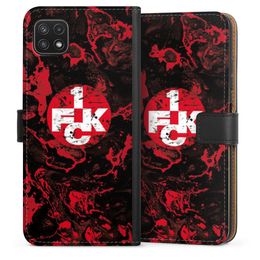 DeinDesign Galaxy A22 5G Handy Klapph&uuml;lle Handyh&uuml;lle aus Kunst Leder schwarz Flip Case 1. Fc Kaiserslautern 1. Fck Logo Sideflip mit langer Lasche