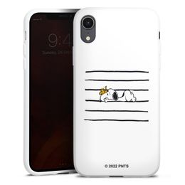 DeinDesign iPhone Xr Handy Silikon H&uuml;lle Case wei&szlig; Handyh&uuml;lle Snoopy Dog Peanuts Silikon Case