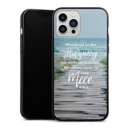 DeinDesign iPhone 13 Pro Max Handy Silikon H&uuml;lle Case schwarz Handyh&uuml;lle Statement Beach Spruch